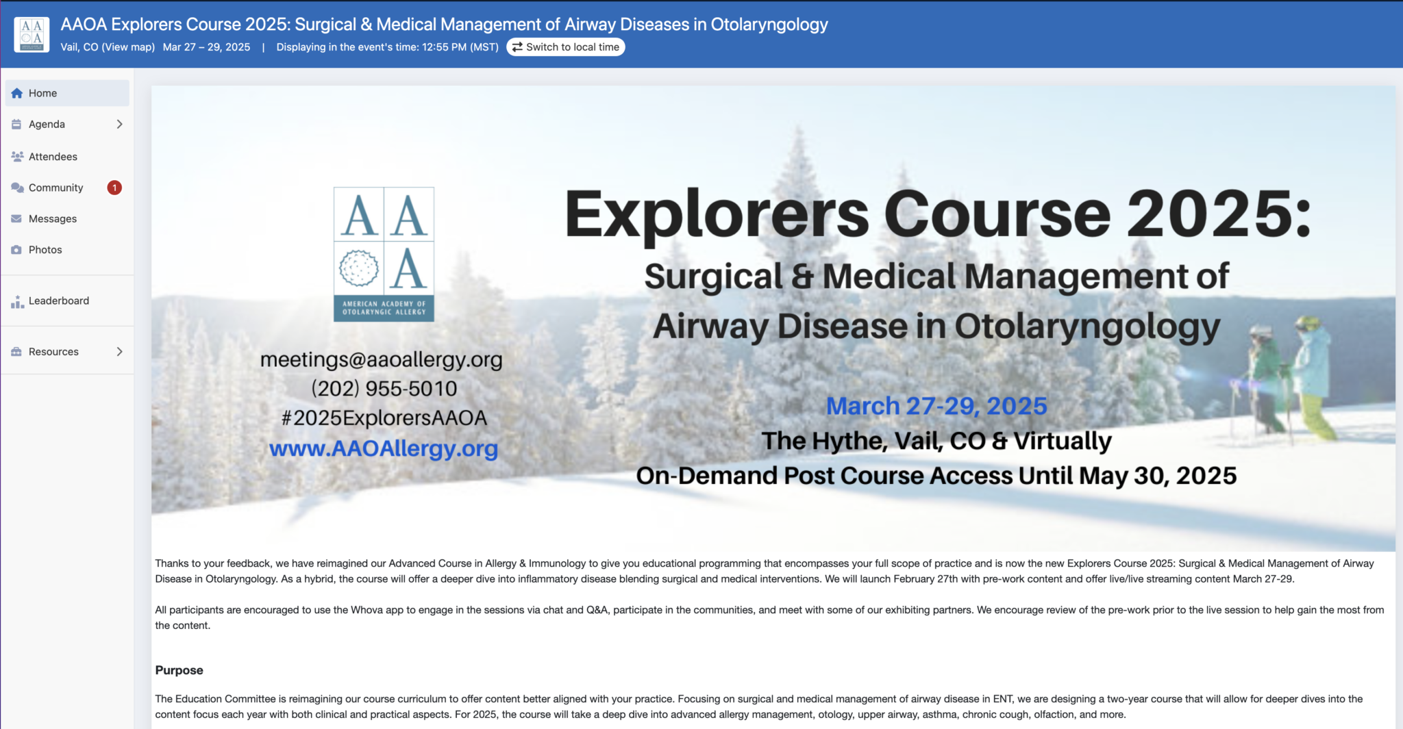 AAOA Explorers Course 2025 Access Whova